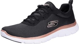 Skechers Femme Flex Appeal 4.0 Brilliant View Basket, Black Mesh Rose Gold Trim, 43 EU