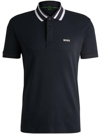 BOSS polo à logo imprimé - Bleu