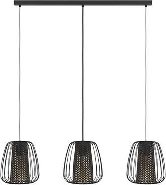 Eglo Pendelleuchte Curasao, 3 flammige H&auml;ngelampe, H&auml;ngeleuchte aus Metall, Textil in Schwarz, Gold, Esstischlampe, Wohnzimmerlampe h&auml;ngend E27