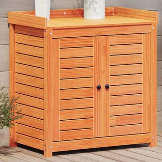 Festnight Pflanztisch mit Unterschrank Gartenschrank mit Arbeitsplatte Balkonschrank Holz Outdoor Schrank Terrassenschrank Ger&auml;teschrank mit Doppelt&uuml;r Wetterfes