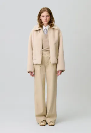 Claudie Pierlot Manteau effet peau lain&eacute;e