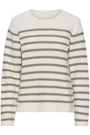 Part Two Part Two Damen, Rundhalsausschnitt, gestreift, Regular Fit, Lange &Auml;rmel, Enge Knit Pullover, Vetiver Stripe, Large