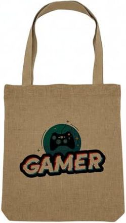 Fabulous Sac Shopping Tote Bag Aspect Lin - Gamer Passion Jeux Vid&eacute;o Enfant - Sac de Courses Toile Epaisse 360g Beige Naturel Cabas Port&eacute; Epaule Solide Imprim&eacute;
