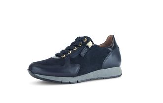 Gabor Damen Low-Top Sneaker, Frauen Halbschuhe,Turnschuhe,Laufschuhe,schnürschuhe,schnürer,straßenschuhe,Dark-Blue (Gold),38.5 EU / 5.5 UK