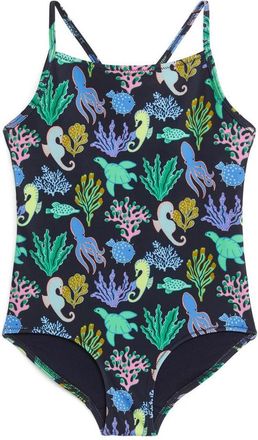 Arket Badeanzug Mit Gekreuzten Trägern Hinten -Blau