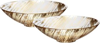 Cristalica Schale Obstschale Konfektschale Golden Dust Gold Klar Glas 2er Set (27cm)