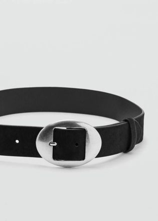 Mango Ceinture cuir imitation fourrure noir - Femme - S - MANGO