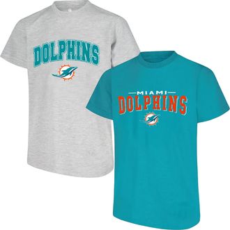Outerstuff NFL Offizielles Lizenzprodukt f&uuml;r Kinder, Jugendliche und Jungen, 4-18, Prim&auml;r-Logo, Team-Farbe, Wortmark, Kickoff, 2er-Pack, Kombi-Set, Miami Delfine