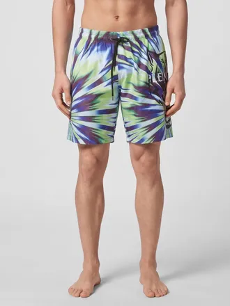 Plein Sport Short de bain en nylon technique avec imprim&eacute; logo et optique
