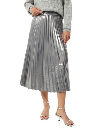 Comma Plissee-Rock mit Metallic-Effekt