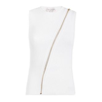 Alexander McQueen Zip-Embellished Stricktop - - Tops - Damen - Wei&szlig; - S