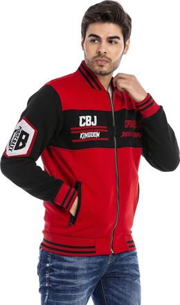 Cipo & Baxx Herren Sweatjacke Hoodie CL500 Rot - Stylischer Pullover im Modernen Casual Streetwear Stil mit Rei&szlig;verschluss & Kapuze f&uuml;r Alltag Freizeit & Party - 
