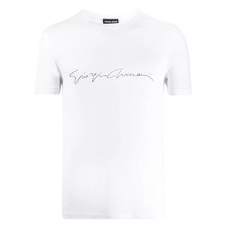 Giorgio Armani Signature T-Shirt - - Tops - Herren - Wei&szlig; - L