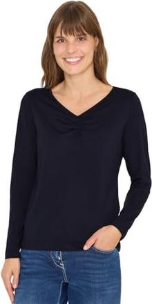 Cecil 3228484 T-Shirt Basique avec Fronces, Urban Dark Blue, XS Femmes