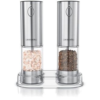 Arendo Salz und Pfefferm&uuml;hlen Elektrische 2er Set - mit USB Wiederaufladbarer - Verbesserte gro&szlig;e Kapazit&auml;t - Gew&uuml;rzm&uuml;hle elektrisch - Einstellbare Grobheit 