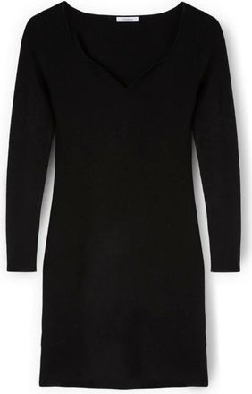 Motivi Femme, Robes, Noir, Taille: 36 FR Robe tube en maille avec encolure coeur