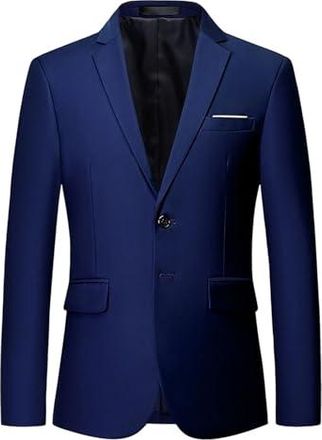 Generic Veste de costume simple pour homme - Couleur unie - Pour mariage - Version formelle - Manteaux et blazer de sport, bleu fonc&eacute;, 5XL