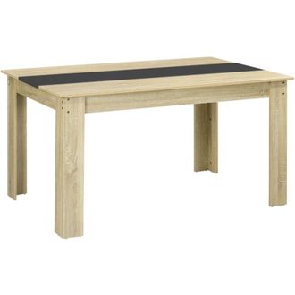 HOMCOM Homcom - Table &agrave; manger rectangulaire 6 personnes - dim. 140L x 90l x 75H cm - aspect ch&ecirc;ne clair noir