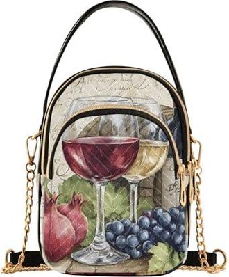 Mnsruu Sac à bandoulière pour femme avec motif de verres à vin rouge avec bandoulière de raisin B - Petit sac à bandoulière avec sangle réglable