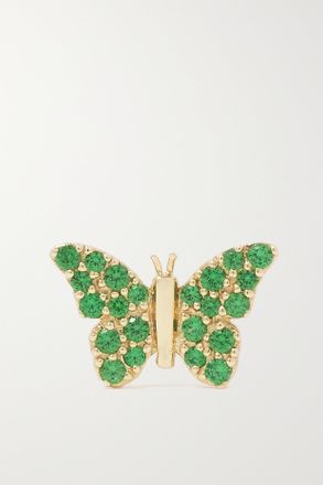 Robinson Pelham Boucle Doreille Unique En Or 14 Carats (585/1000) Et Tsavorites Butterfly - Dor&eacute;