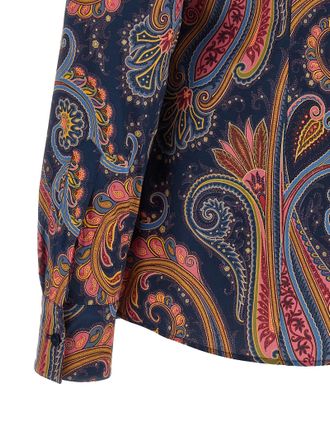 Etro Paisley-Print Cotton Poplin Shirt - Navy