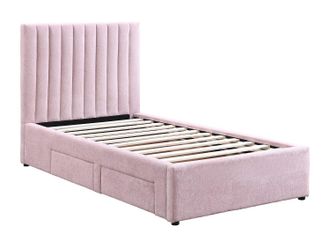 Vente-Unique Bett 90 x 190 cm mit 2 Schubladen - Stoff - Rosa - Sarah
