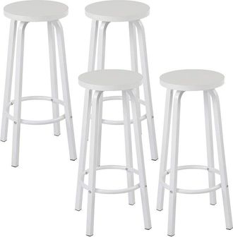 Woltu Lot de 4 Tabourets de Bars Woltu Rond Structure en métal Assise en mdf, Blanc