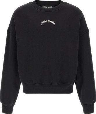 Palm Angels Homme, Sweatshirts et sweats &agrave; capuche, Noir, Taille: S Back Curved Logo SweaT-shirt