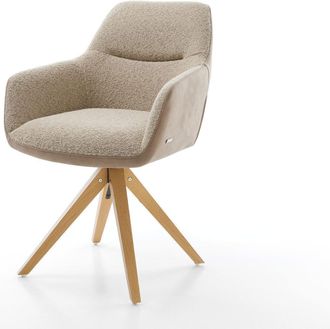 DELIFE Drehstuhl Pejo-Flex Materialmix Schlamm Holzgestell kantig Wei&szlig; 180&deg; drehbar Taschenfederkern, Esszimmerst&uuml;hle