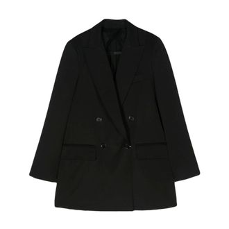 Max Mara Femme, Vestes, Noir, Taille: 36 FR Blazer Noir en Laine et Mohair Double-Breasted