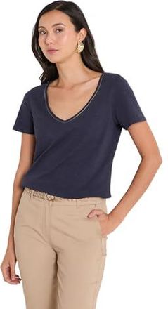 Grain de Malice Tshirt Basique col V Femme - Bleu Marine - Taille S