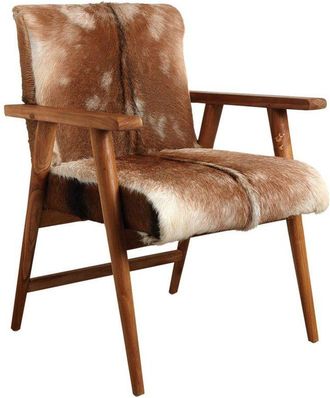 Aubry Gaspard Aubry Gaspard - Fauteuil en peau de chèvre marron et teck