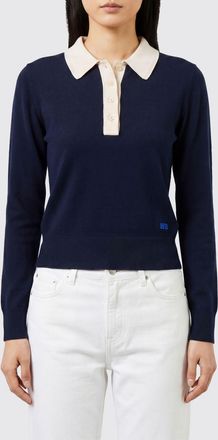 Wales Bonner Slim Fit Lang&auml;rmeliges Poloshirt aus Wollstrick mit Kontrastbes&auml;tzen