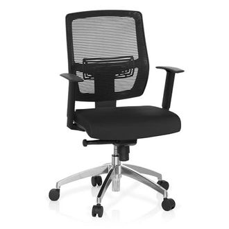 hjh OFFICE 657284 Bürostuhl NET 90 Stoff Schwarz Drehstuhl ergonomisch, Rückenlehne und Armlehnen höhenverstellbar