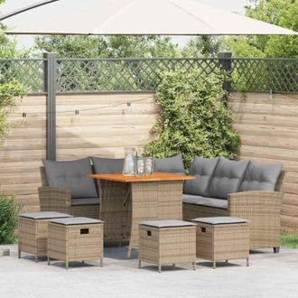vidaXL Vidaxl - 6-tlg. Garten-Sofagarnitur mit Kissen L-Form Beige Poly Rattan