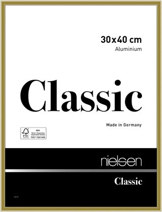Nielsen Design Bilderrahmen, 30 x 40 cm, Aluminium, Gold glanz, Fotorahmen zum Aufhängen im Hoch- & Querformat, Echtglas, Classic