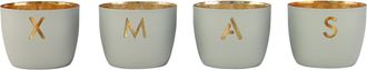 Giftcompany Windlicht Madras 4er Set XS mit X-Mas Motiv, Flannel Gold Eisen Höhe 4,5cm