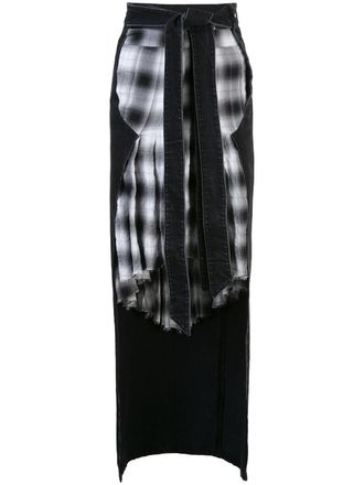 Unravel jupe asym&eacute;trique &agrave; empi&egrave;cements contrastants - Noir