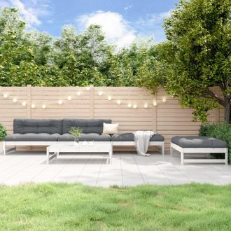 vidaXL Vidaxl - Salon de jardin 5 pcs blanc bois massif de pin