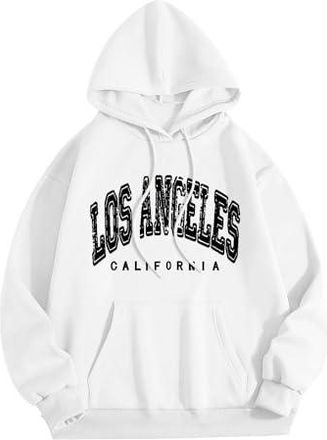 Generic Sweats &agrave; capuche et sweats &agrave; capuche pour femme avec impression de lettres de Los Angeles - Vintage - Esth&eacute;tique - Pull &agrave; capuche pour filles - Pull &agrave;
