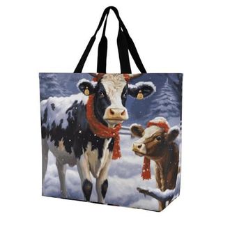 Generic La Vache De Neige De No&euml;l Sac A Main Femmes Grand Tote Bag R&eacute;utilisable Sac Cabas Pour Travail Shopping Quotidienne