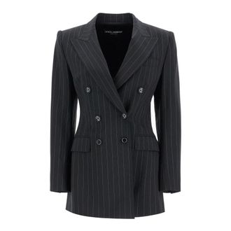 Dolce & Gabbana Pinstripe Double-Breasted Jacket - - Jackets - Damen - Schwarzk - L