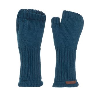 Knit Factory Cleo Handstulpen - Fingerlose Handschuhe - Gestrickte Handschuhe für Winter - Damen Handstulpen aus Wolle - Hochwertige Qualität - Petrol