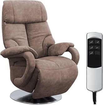 Cavadore TV-Sessel Istanbul / Fernsehsessel mit elektrisch verstellbarer Relaxfunktion / 2 E-Motoren / 80 x 115 x 79 / Lederoptik: Hellbraun