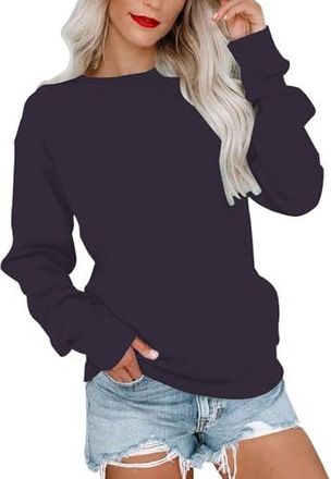 Generic Sweat-Shirt décontracté à col Rond pour Femmes, Haut à Manches Longues, Pull Mignon, Version Ample, Pull Veste Sweat Femme avec Capuche Conte Sweatshi