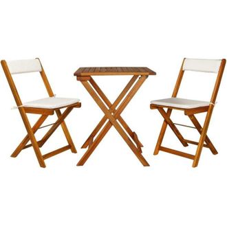 vidaXL 3-tlg. Bistro-Set Klappbar mit Auflagen Massivholz Akazie Vidaxl