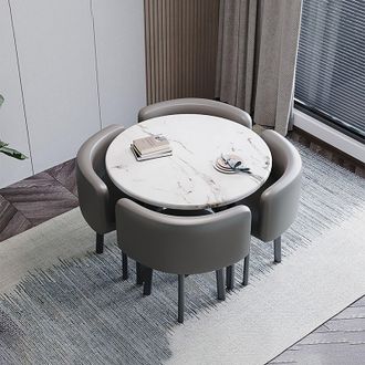 Generic Essgruppe in Tresenh&ouml;he, K&uuml;chen-Esstisch- und Stuhlset, 5-teilige Fr&uuml;hst&uuml;cksbar-M&ouml;bel mit 1 Tisch und 4 St&uuml;hlen