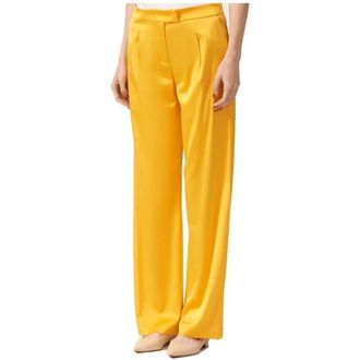 Patrizia Pepe Femme, Pantalons, Orange, Taille: 36 FR Pantalon &eacute;l&eacute;gant en tissu brillant avec zip