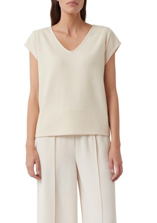 Comma Strukturiertes Jersey-T-Shirt mit V-Ausschnitt