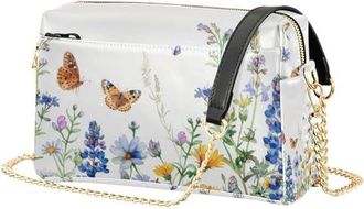 Mnsruu Sacs à bandoulière pour femme, sac à main en cuir à laquarelle, fleurs sauvages, printemps